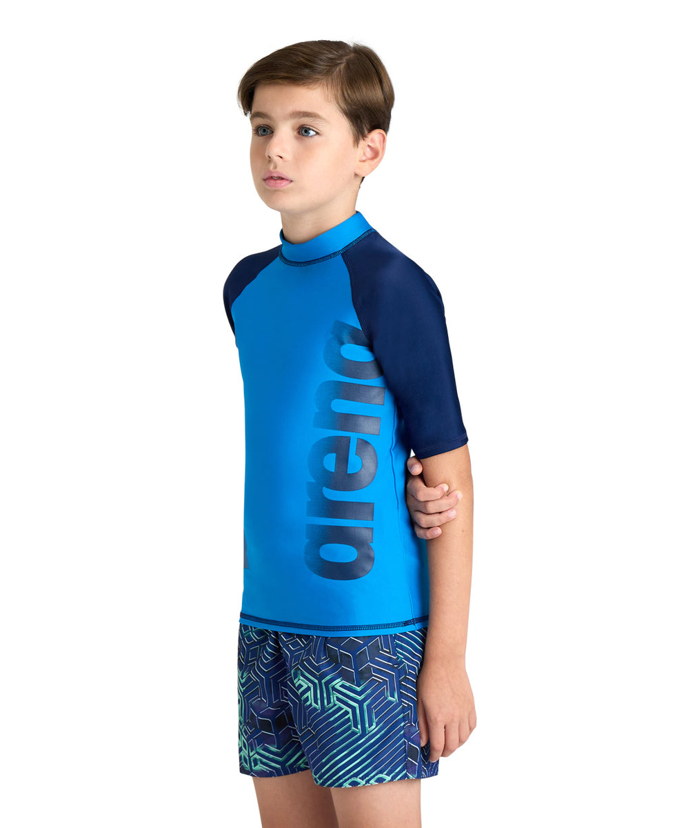 Unisex JR arena rash vest S/S graphic - Blue – Arena Water Instinct NZ